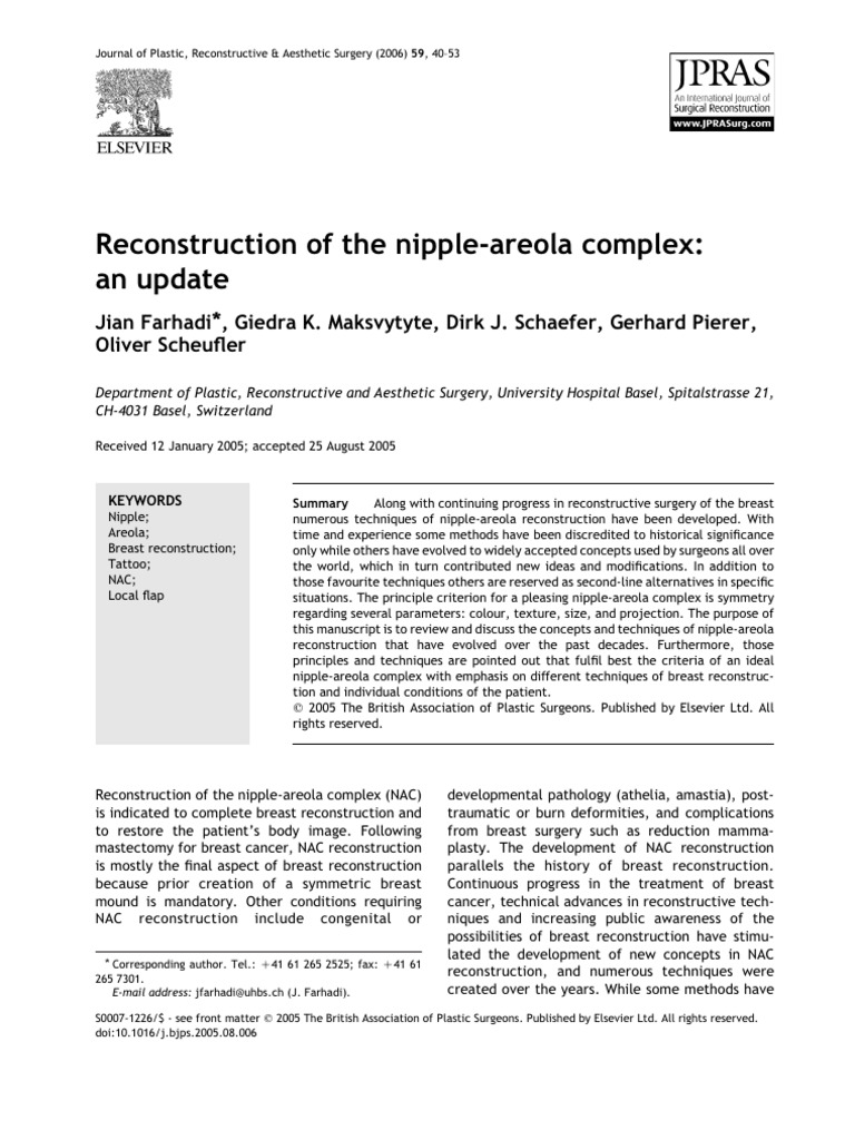 reconstruction-of-the-nipple-areola-complex-an-update-1 | PDF | Breast ...