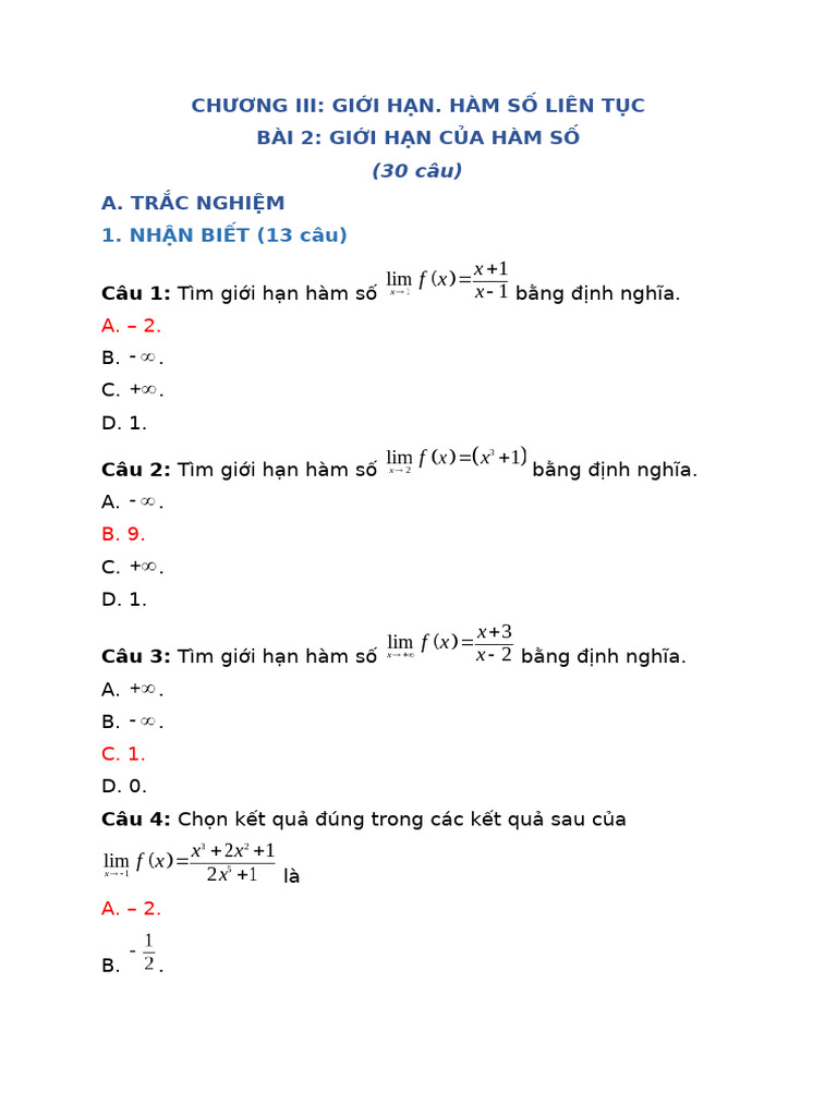 C3bai 2 Gioi Han Cua Ham So | PDF