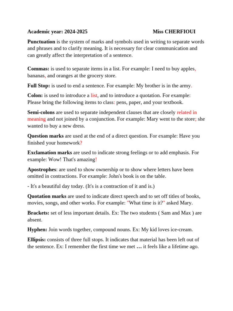 Essential Punctuation Guide 2024-2025 | PDF