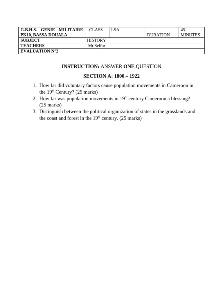 Lsa Genie Seq 2 History 2023 | PDF