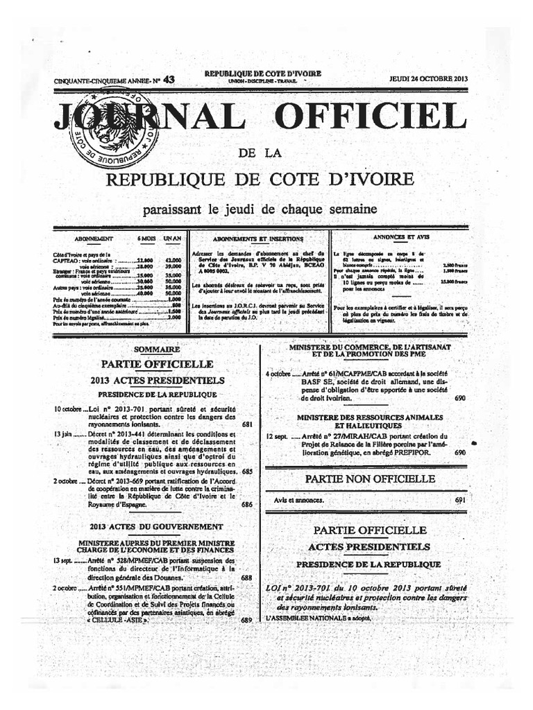 Loi Du 10 10 13 Créant l'ARSN | PDF