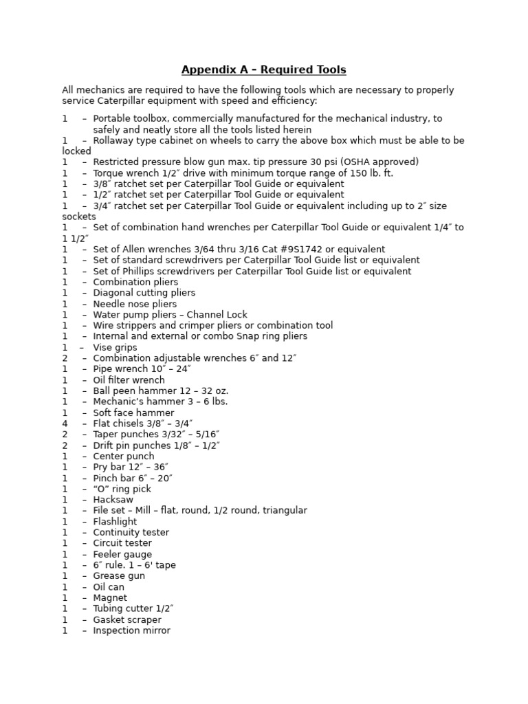 Appendix A - Required Tools | PDF