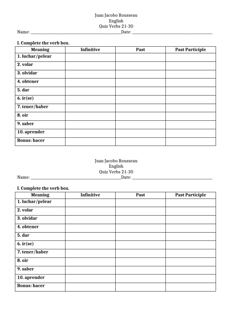 quiz 3 Verbs | PDF