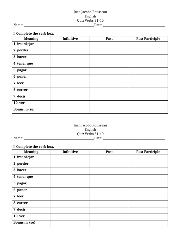 Quiz 4 Verbs | PDF