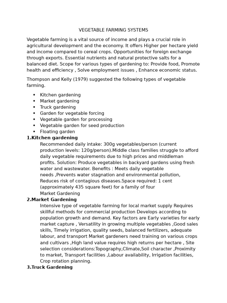 Vegetable Farming Systems | PDF | Vegetables | Agriculture