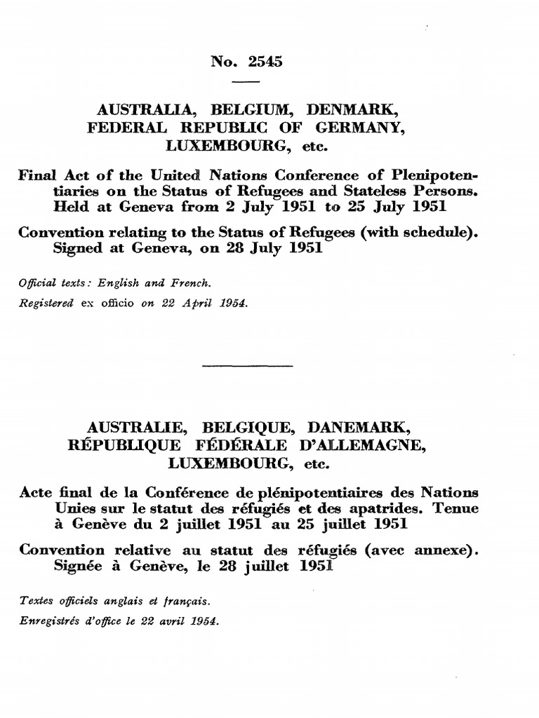 1951 Convention Eng | PDF | Refugee | Treaty