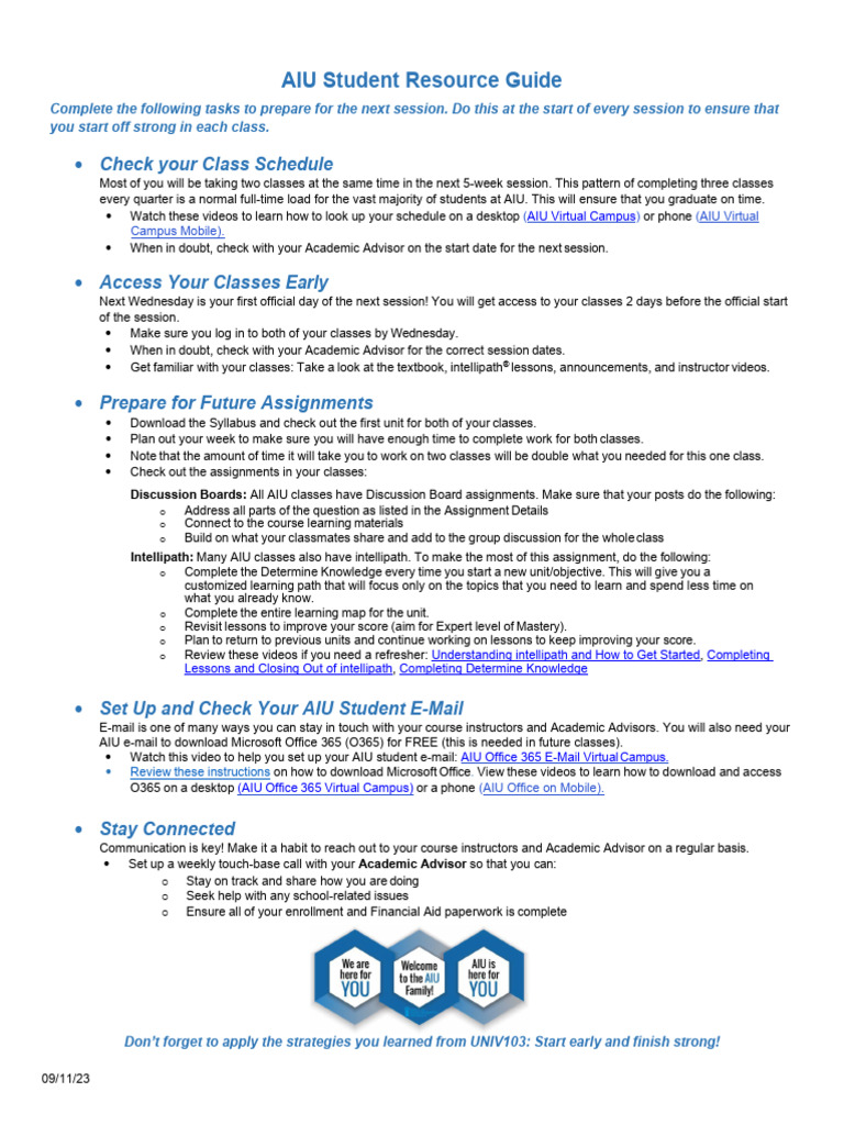 AIU Student Resource Guide Updated 2024 | PDF | Microsoft Office ...