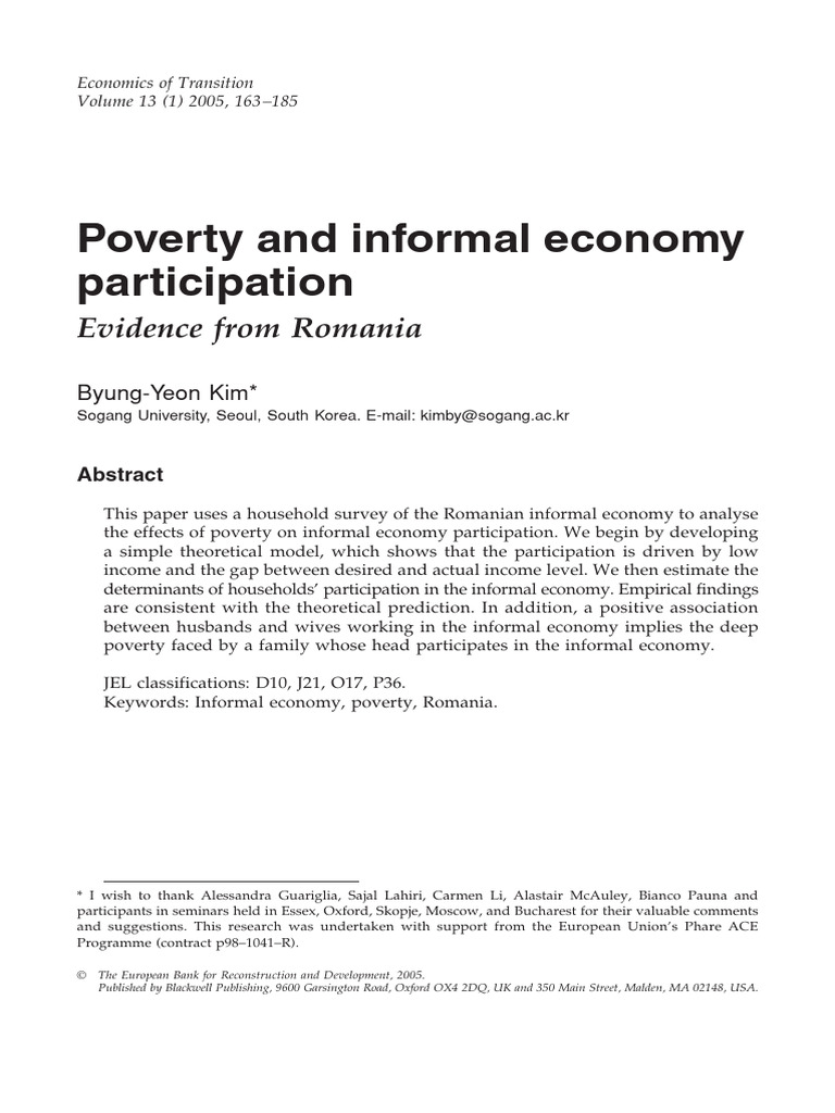 ARTICOL - Poverty and Informal Economy Participation | PDF | Survey ...
