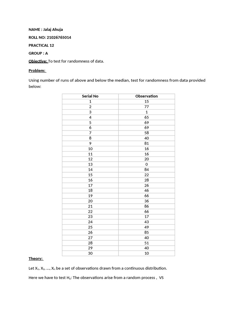 PRAC 12 | PDF | Methodology | Probability And Statistics