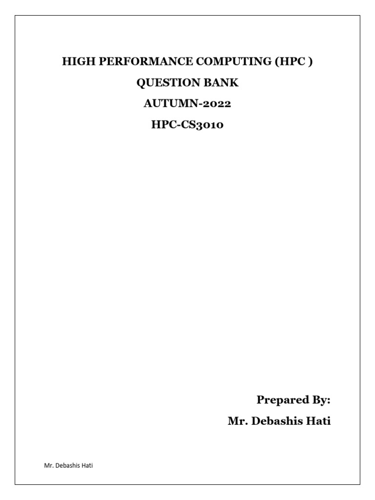 HPC Question Bank Aug 2022 | PDF | Central Processing Unit | Computer Engineering