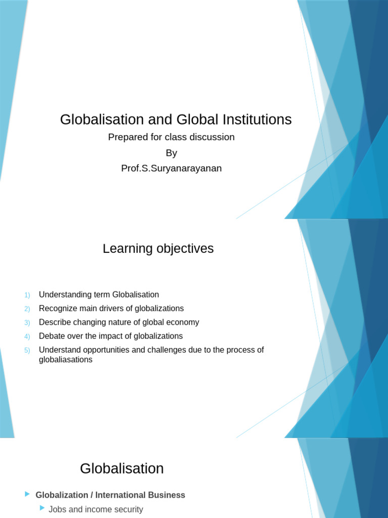 1.globalisation and Global Institutions | PDF | Cost Of Living | Globalization