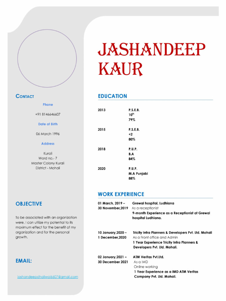 Jashandeep Kaur -CV | PDF Jashandeep Kaur -CV | PDF