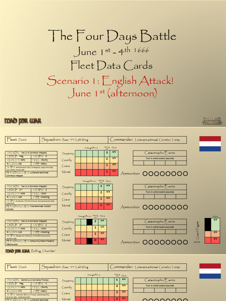 RT001 English Attack Fleet Data Cards | PDF | Naval Warfare | Navies