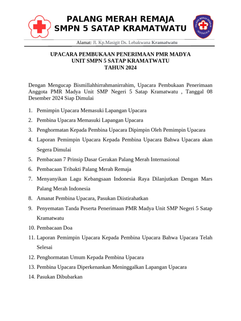 Upacara PMR SMP 5 | PDF
