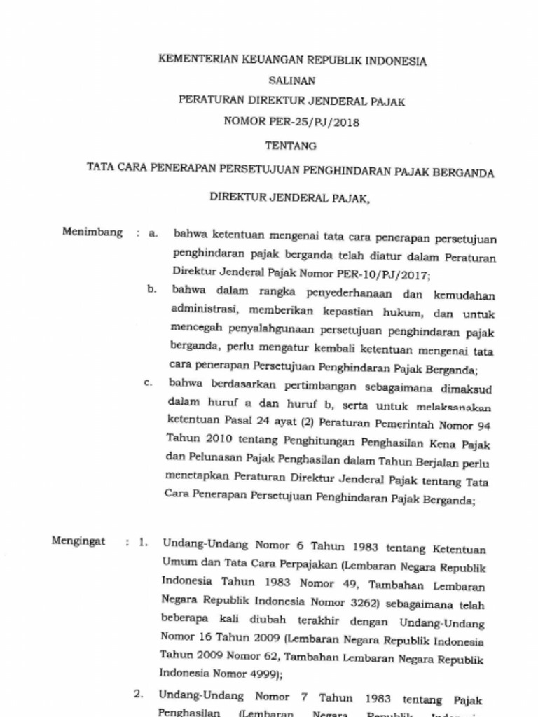 PER25PJ2018 (Aturan DGT Dan COR) - Bahasa Version | PDF