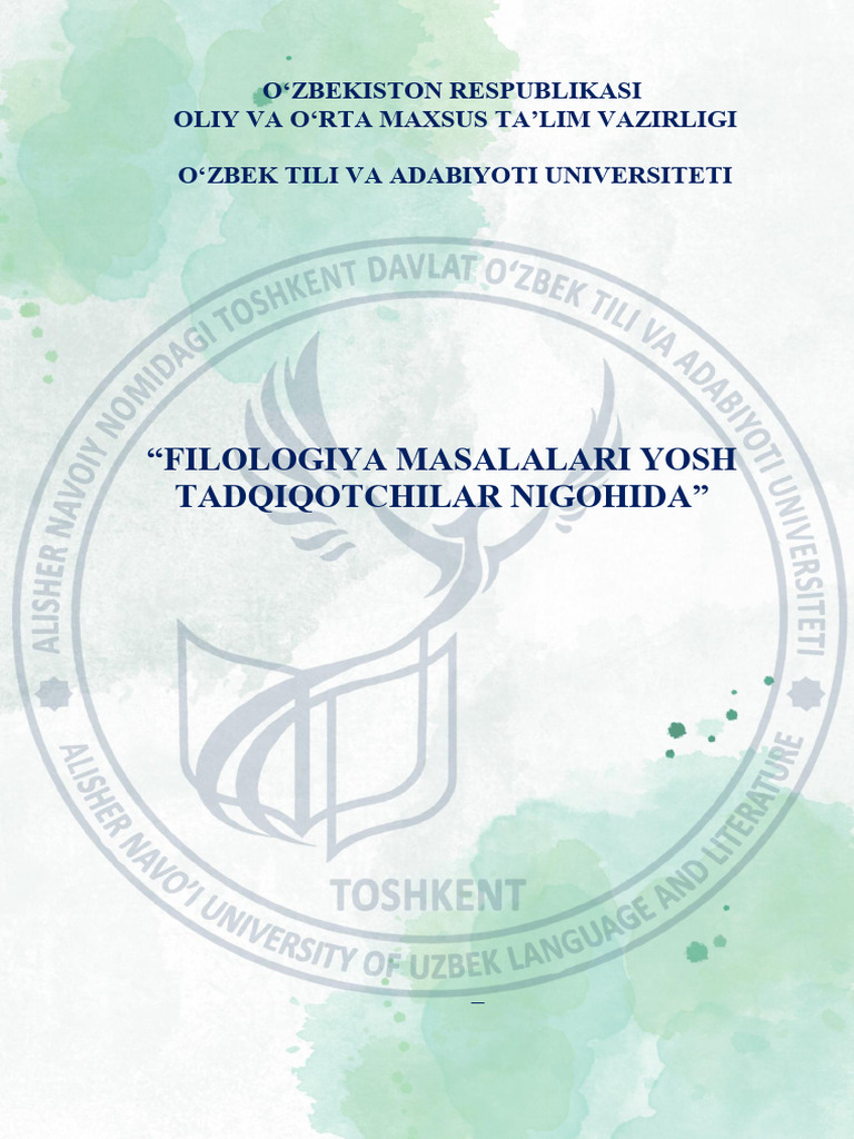 Filologiya Masalalari Yosh Tadqiqotchilar Nigohida 30 Noyabr 2022toplam ...
