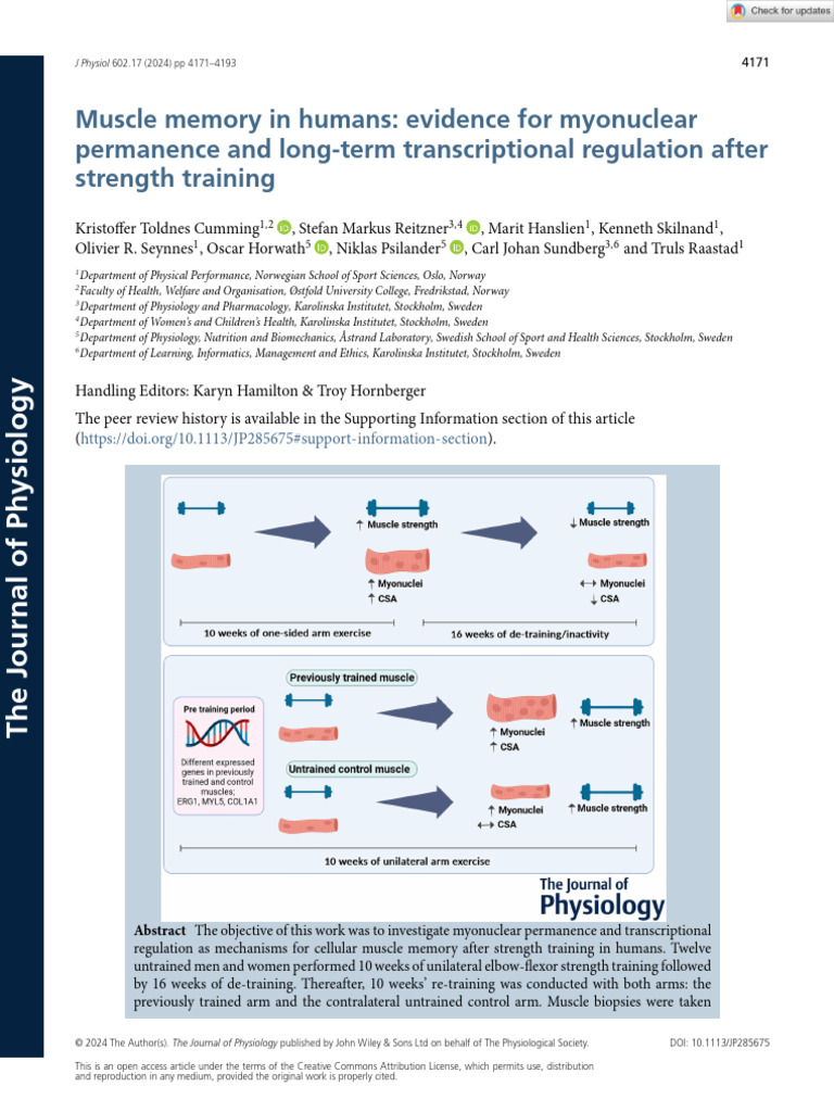 The Journal of Physiology - 2024 - Cumming - Muscle Memory in Humans ...