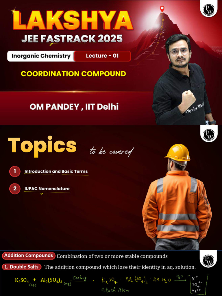 Coordination Compound 01 - Class Notes - Lakshya JEE Fastrack 2025 ...