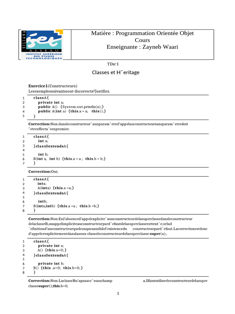 Exercice de Programmation Orientée Objet | PDF