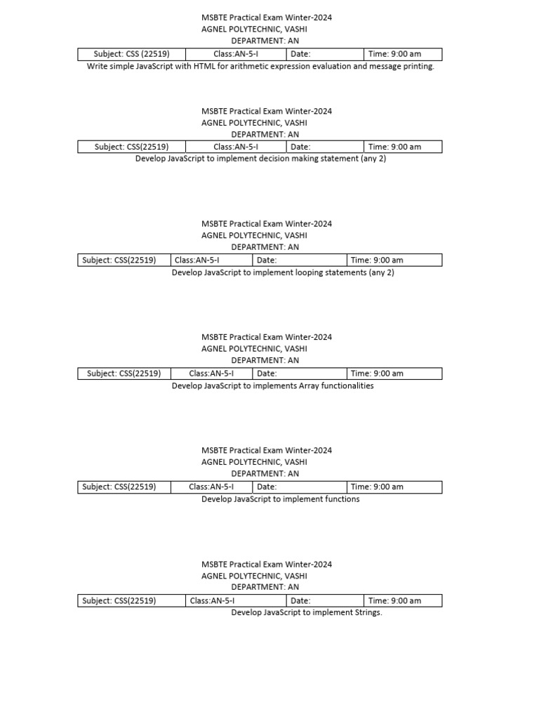 CSS Practical Exam Winter 2024 | PDF | Java Script | Web Development
