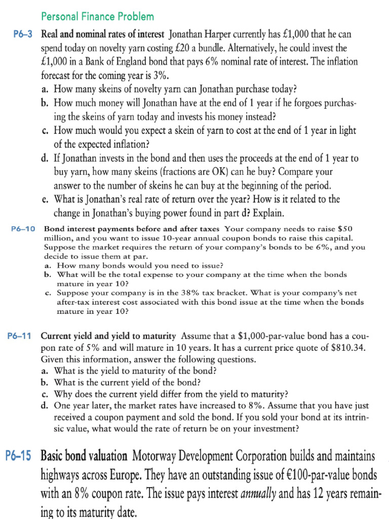 Corporate Finnace Chapter 6 7 Eoc Ques With Ans | PDF | Bonds (Finance) | Yield (Finance)
