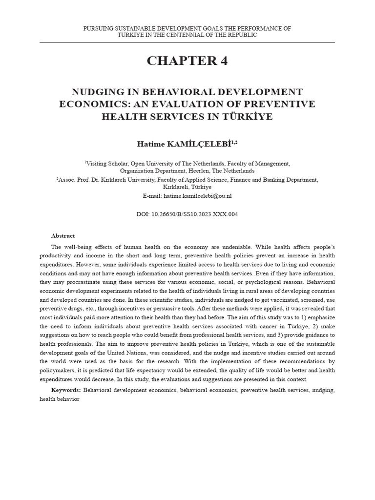 Nudging Preventive Health in Türkiye | PDF | Behavioral Economics ...