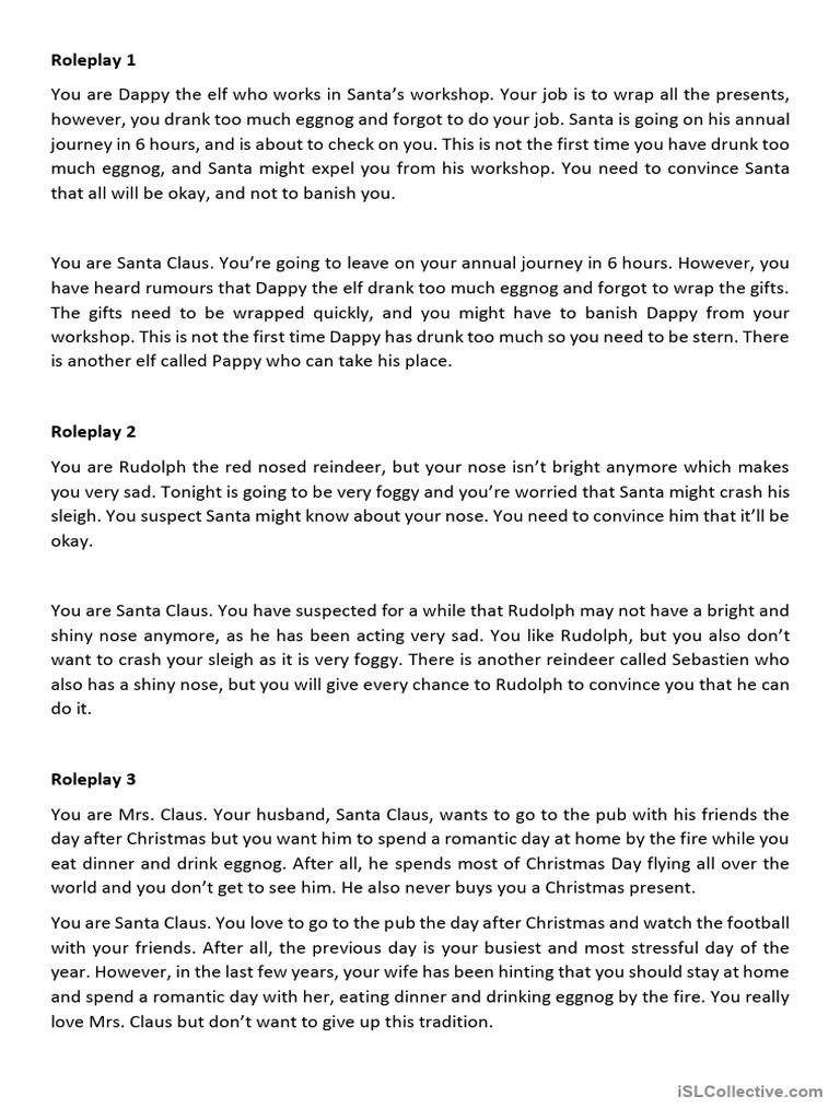 Christmas Role Plays | PDF