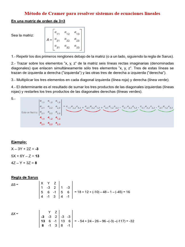 Metodo de cramer | PDF | Matriz (Matemáticas) | Determinante