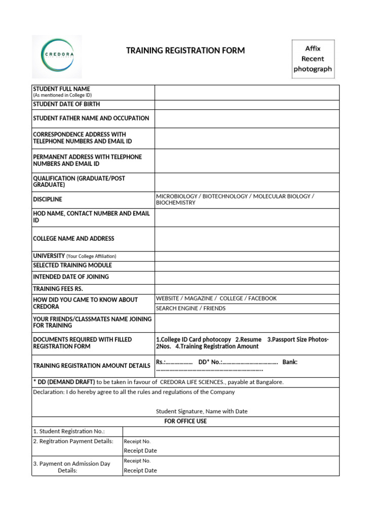 Training Registration Form Guide | PDF