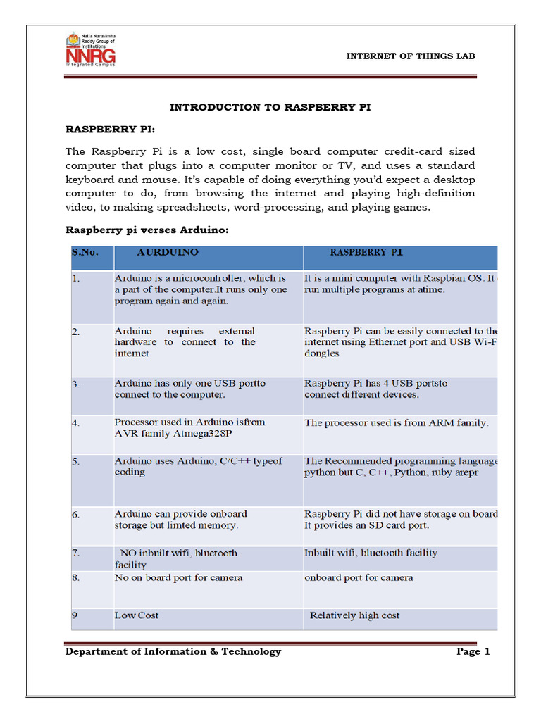 r22 Iot Lab Manual Final1 | PDF | Raspberry Pi | Arduino