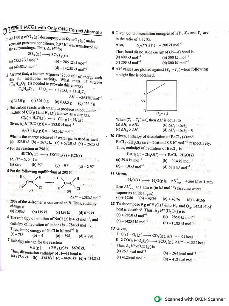 Thermochemistry Sheet | PDF