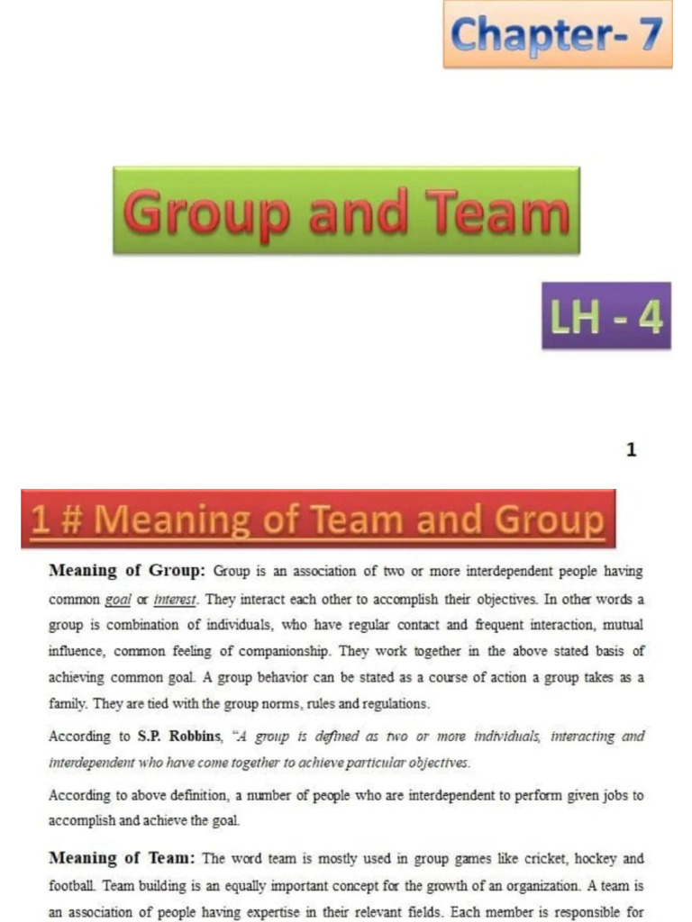 Chapter-7 Group and Team | PDF