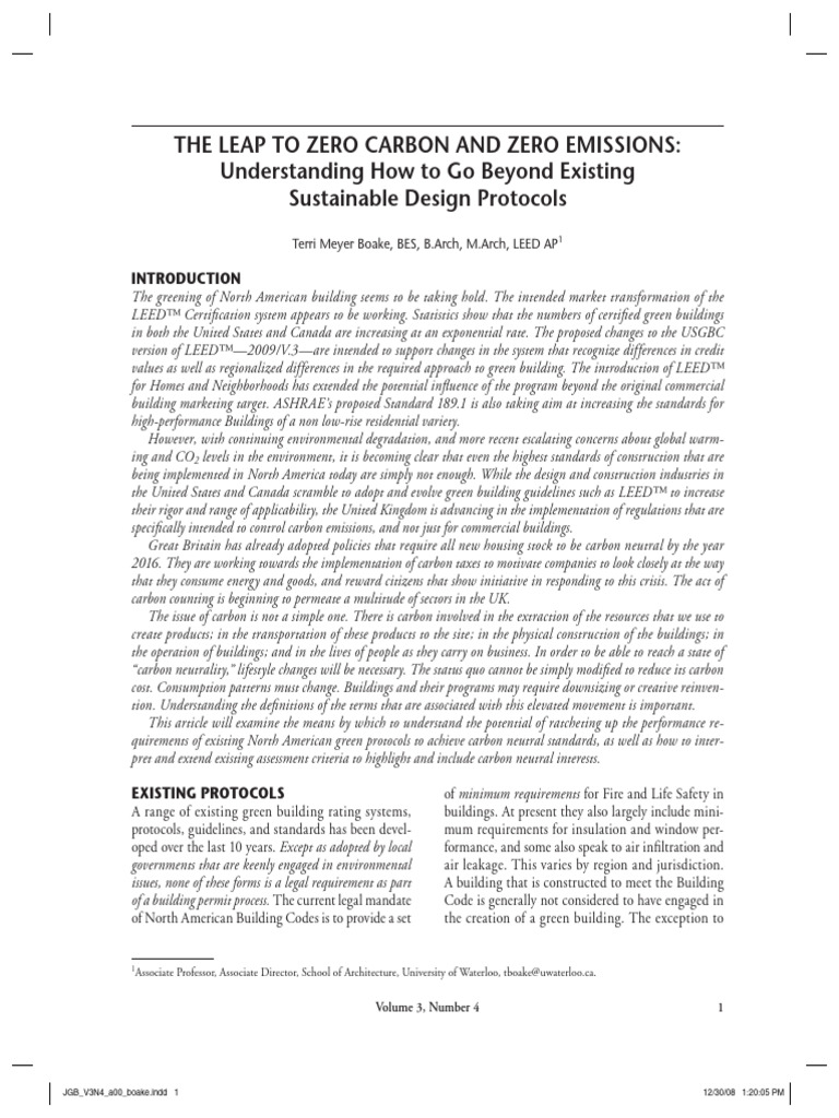 The Leap To Zero Carbon and Zero Emission | PDF | Green Building ...