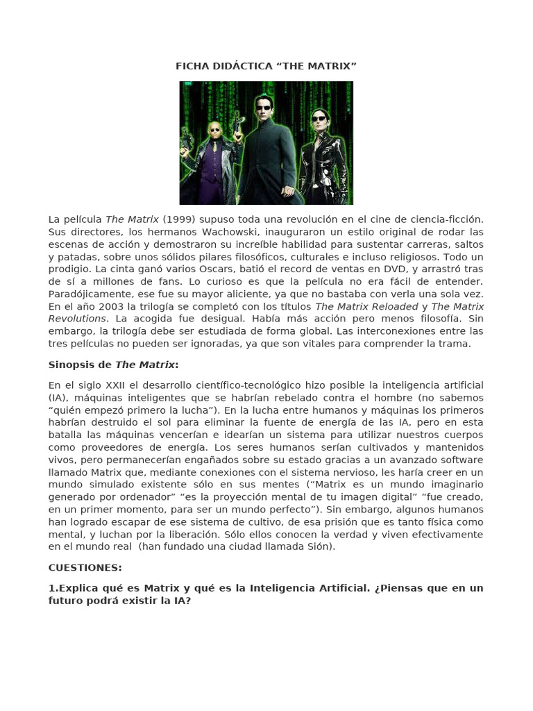 Análisis filosófico de The Matrix | PDF