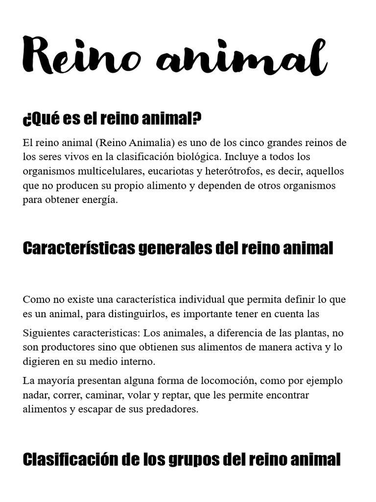 Reino Animal | PDF