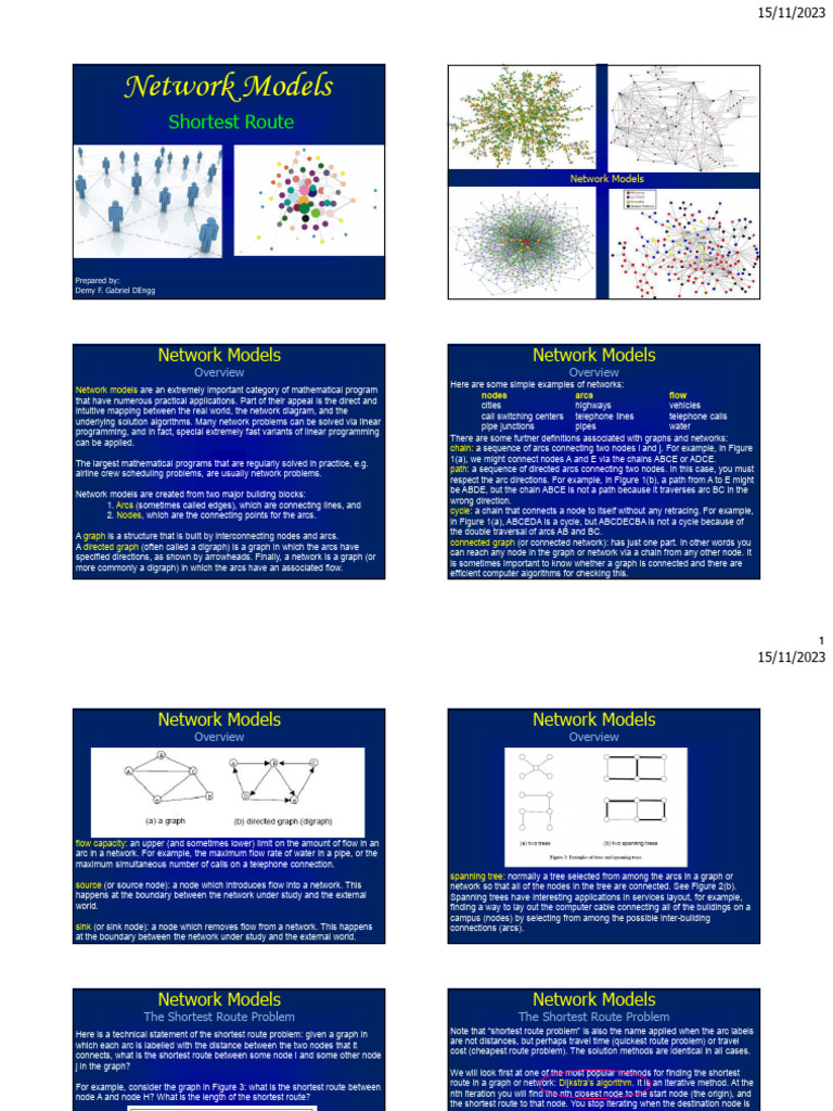 9a Network Model Shortest Route Pdf Algorithms And Data Structures Algorithms