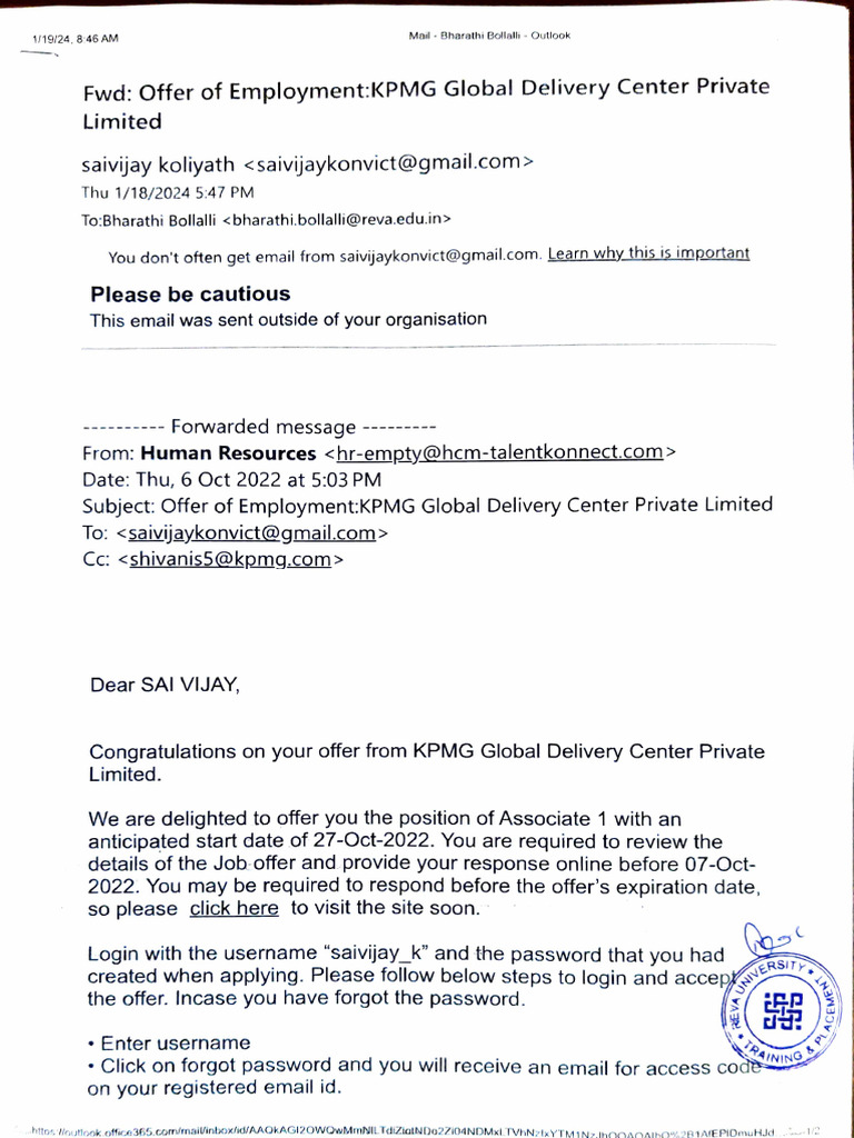 KPMG Employment Offer Details | PDF | Taxes | Lease