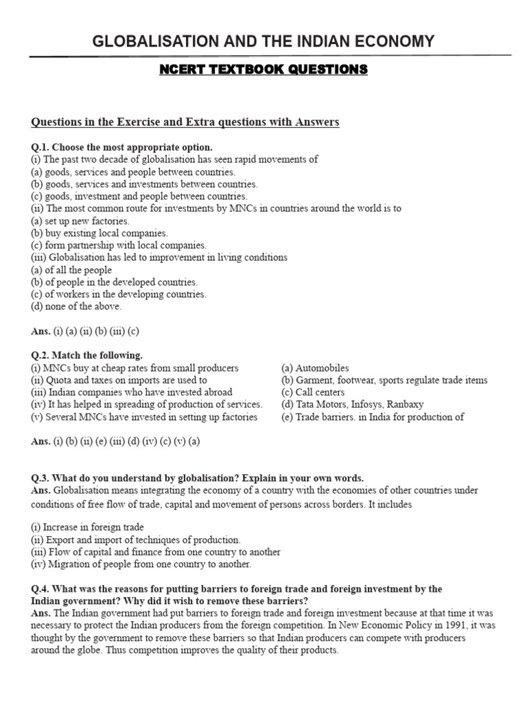 Globalisation Q - A.docx | PDF | Globalization | World Trade Organization