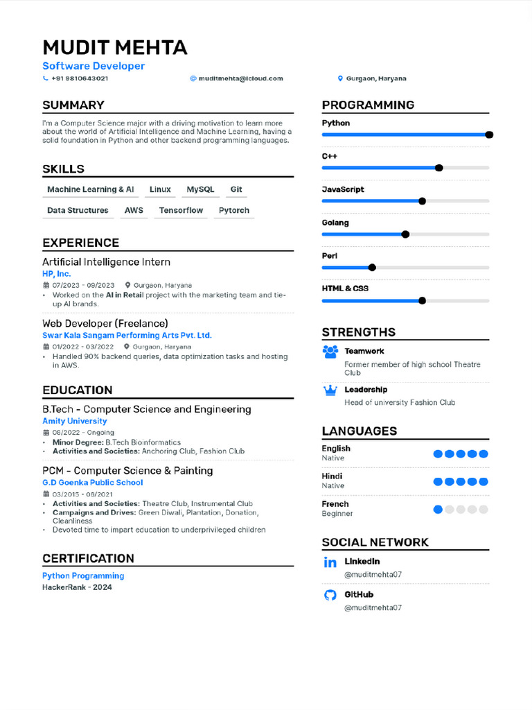 Mudit Resume | PDF