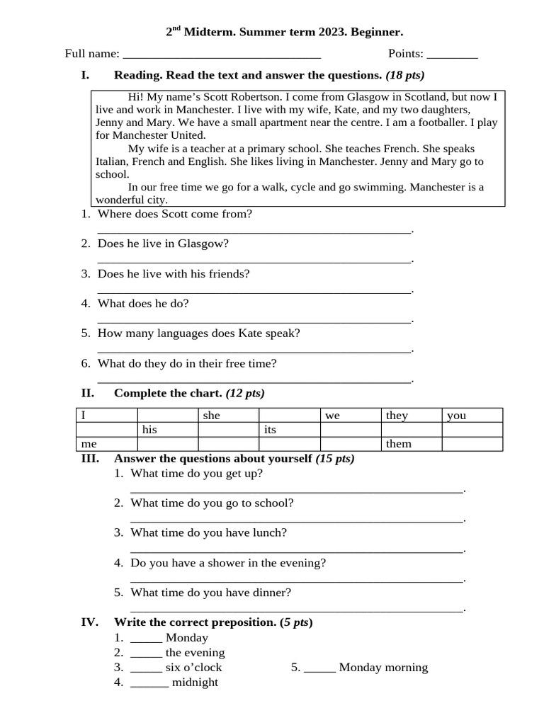 Beginner 5-8 Midterm 2023 Summer | PDF