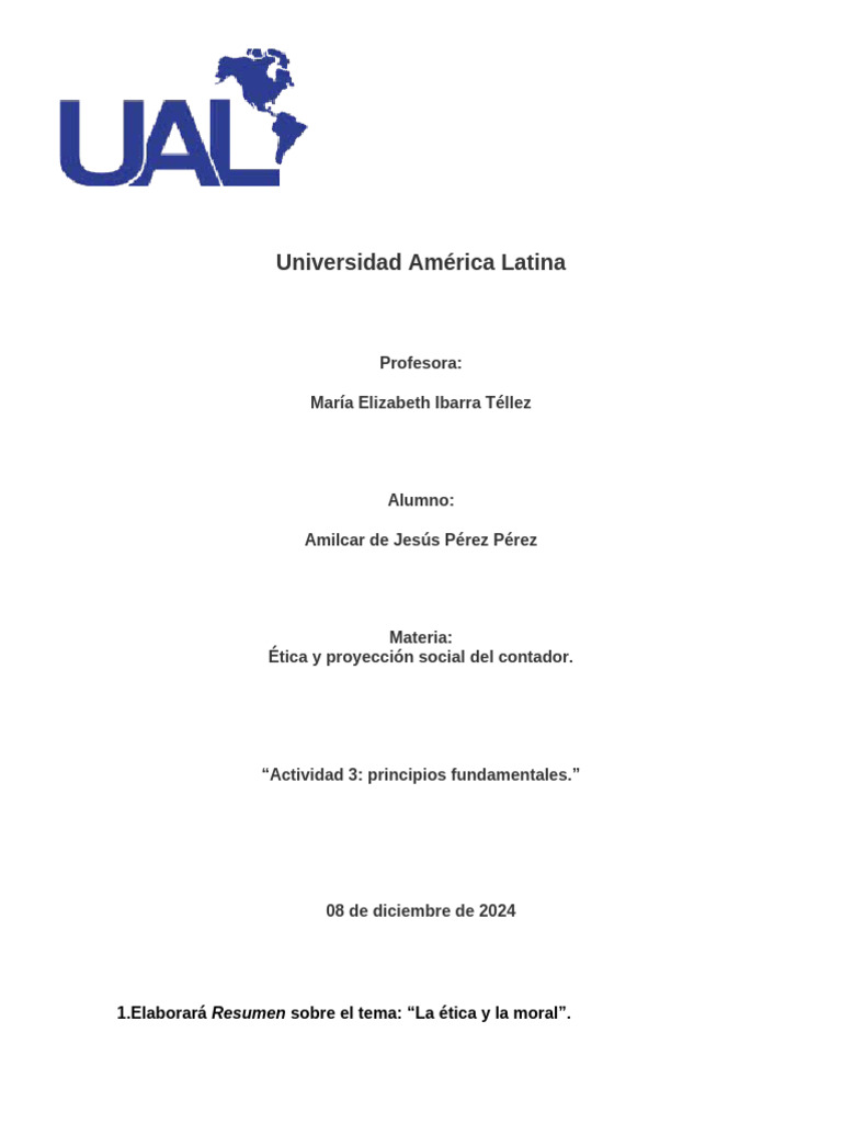 Actv 3 Principios Fundamentales. | PDF | Moralidad | Libertad