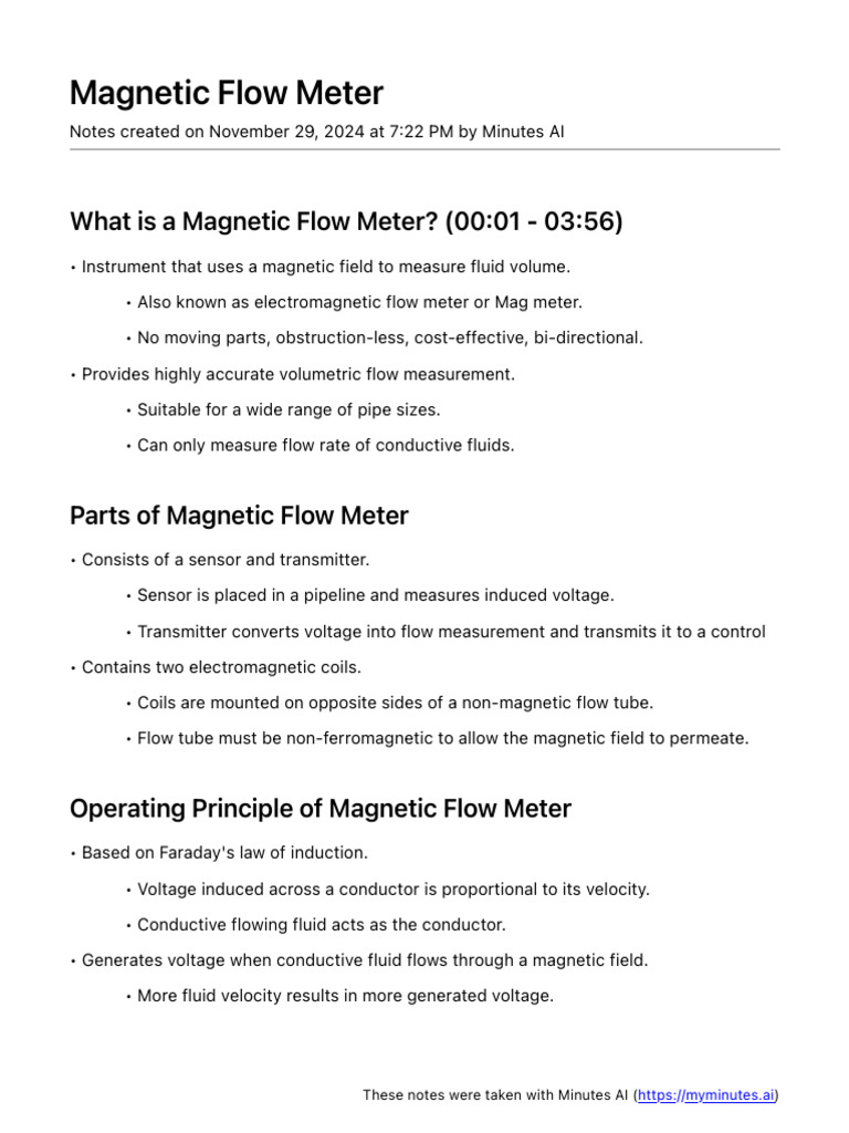 Magnetic Flow Meter | PDF