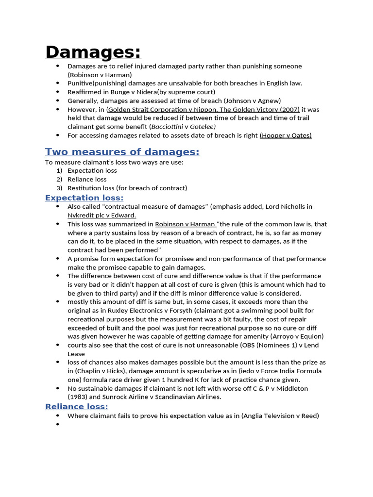 Damages | PDF | Damages | Breach Of Contract