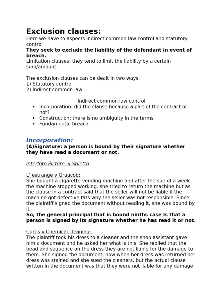 Exclusion Clauses | PDF | Legal Liability | Negligence