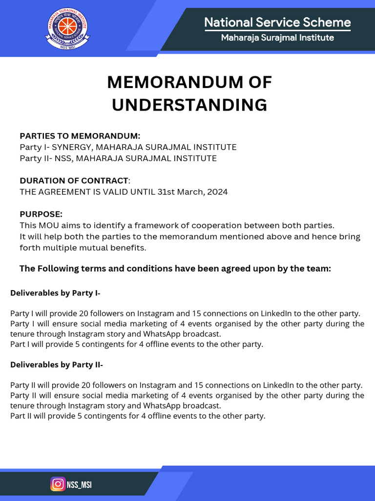 Nss Msi - Synergy Msi Mou-1 | PDF