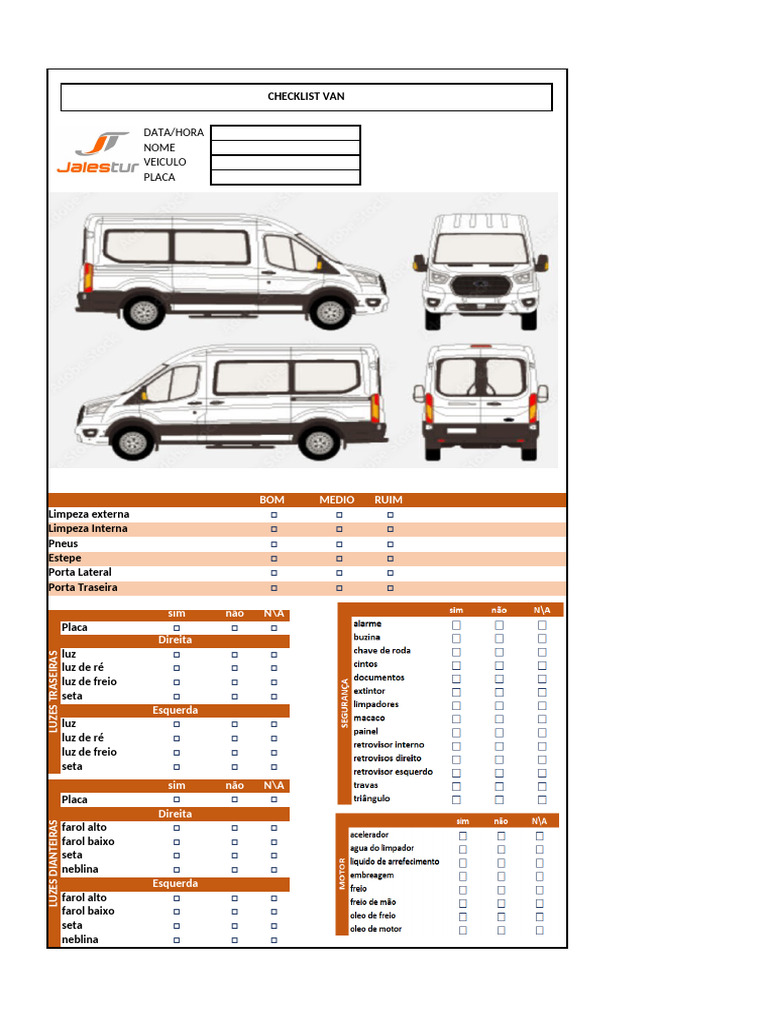 Modelo Checklist Motorista Van | PDF