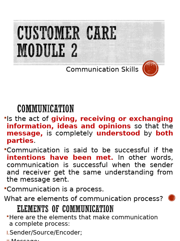 Customer care Module 2 Communication II | PDF | Communication | Cognition