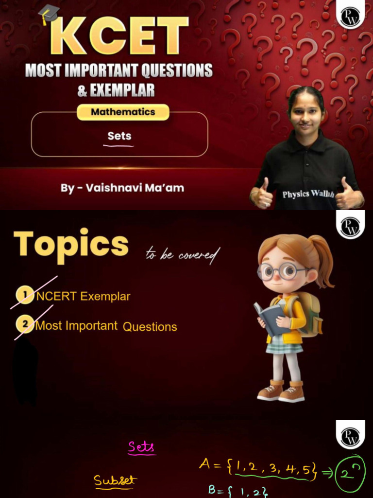 Sets _ Class Notes __ KCET - Exemplar & Most Important Questions | PDF