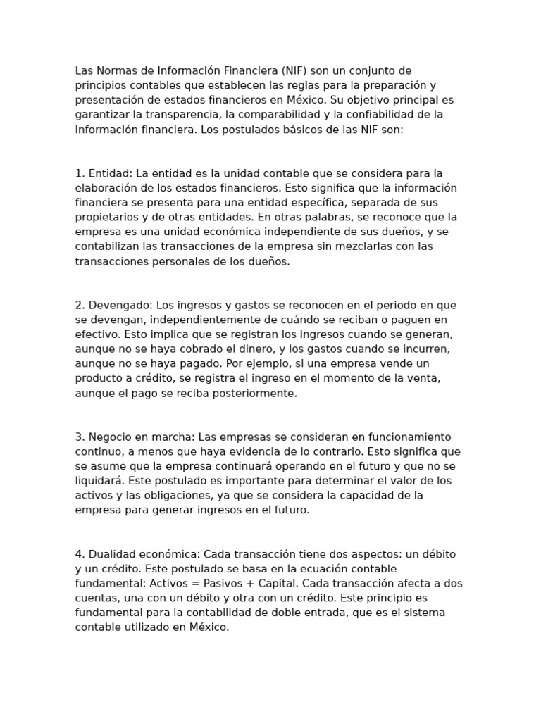 Documento NIF | PDF | Contabilidad | Estado financiero