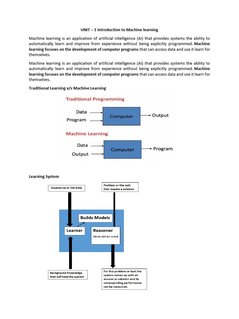 Unit 1 ML | PDF | Machine Learning | Support Vector Machine